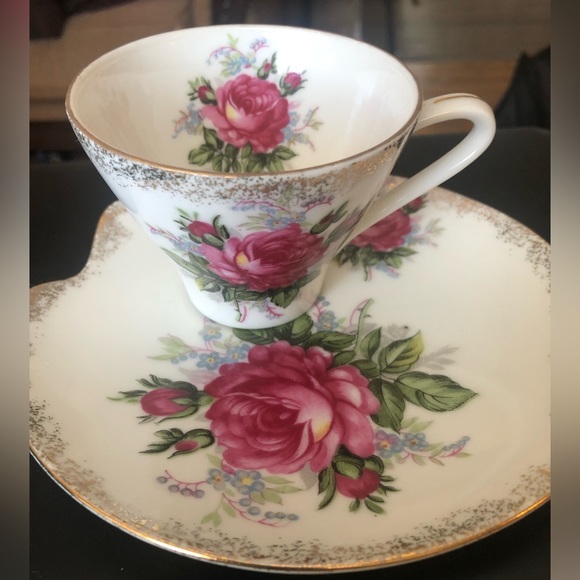 Kitchen | Rose Print Tea Cup And Saucer | Poshmark